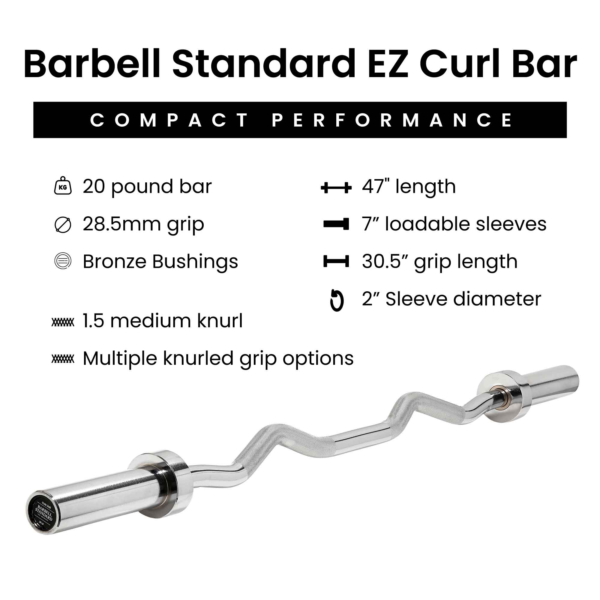 Barbell Standard EZ Curl Bar – Living.Fit